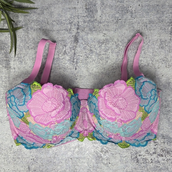 Adore Me | Intimates & Sleepwear | Adore Me Pink Blue Floral Lace ...